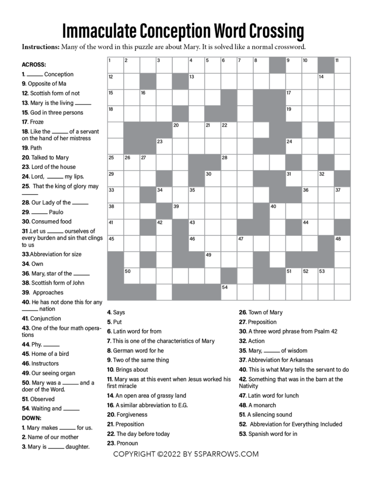 Immaculate Conception Word Crossing – 5sparrows